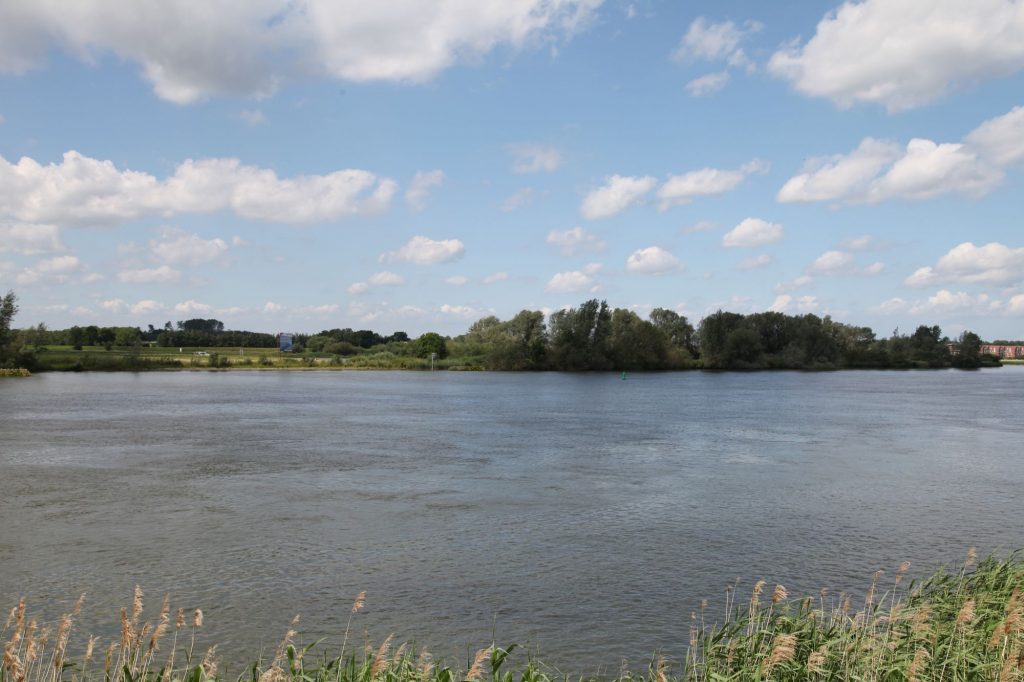 Artist impression flexibele kribben – Self Supporting River System